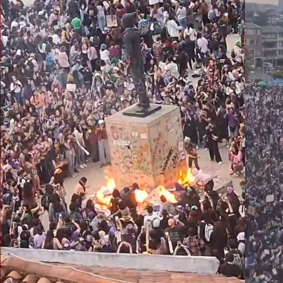 Incendian estatua de Luis Carlos Galán durante marchas del Día de la ...